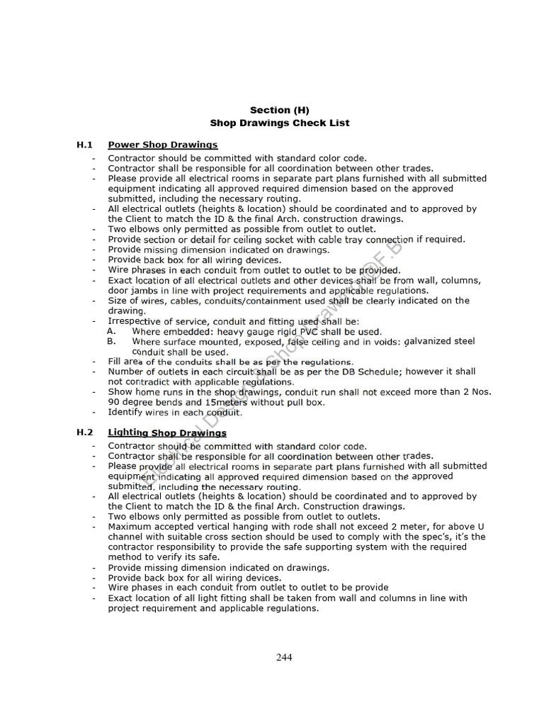 Electrical Shop Drawings Checklist | PDF | Electrical Wiring ...