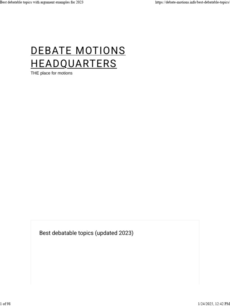 Best Debatable Topics With Argument Examples For 2023 | PDF | Juvenile ...