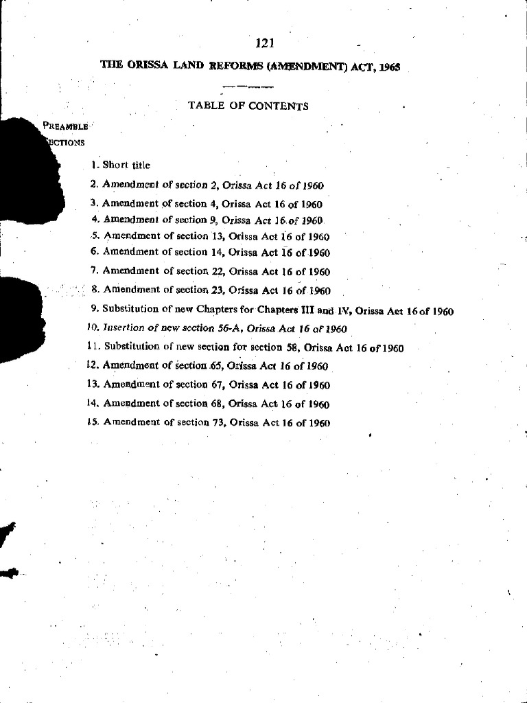 The Odisha Land Reform (Amendment) Act, 1965 | PDF