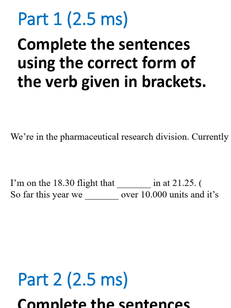 Complete English Sentence Exercises | PDF
