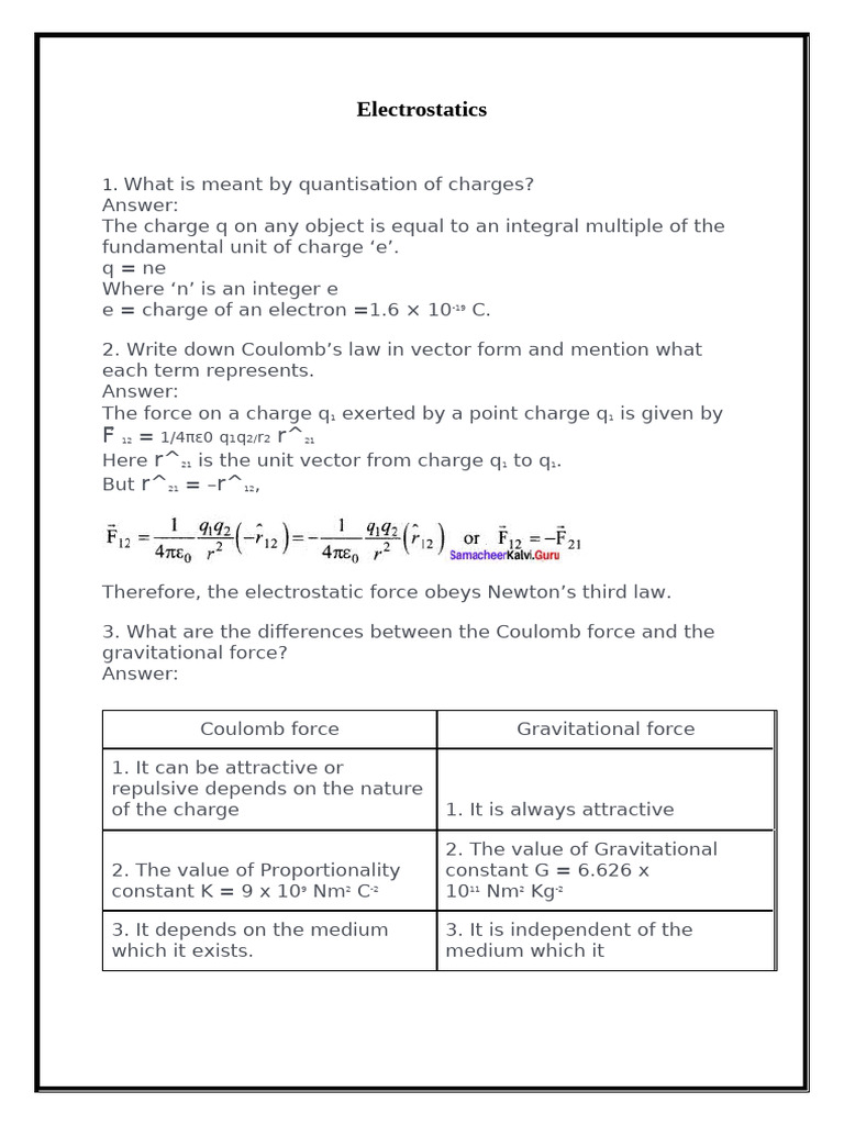 Extra Questions-2 Electrostatics | PDF | Electric Field | Electrostatics