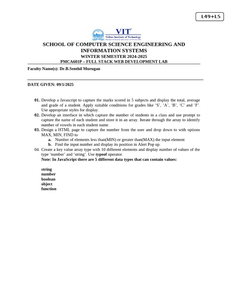 Practice Questions 09-01-2025 - L49-L50 | PDF