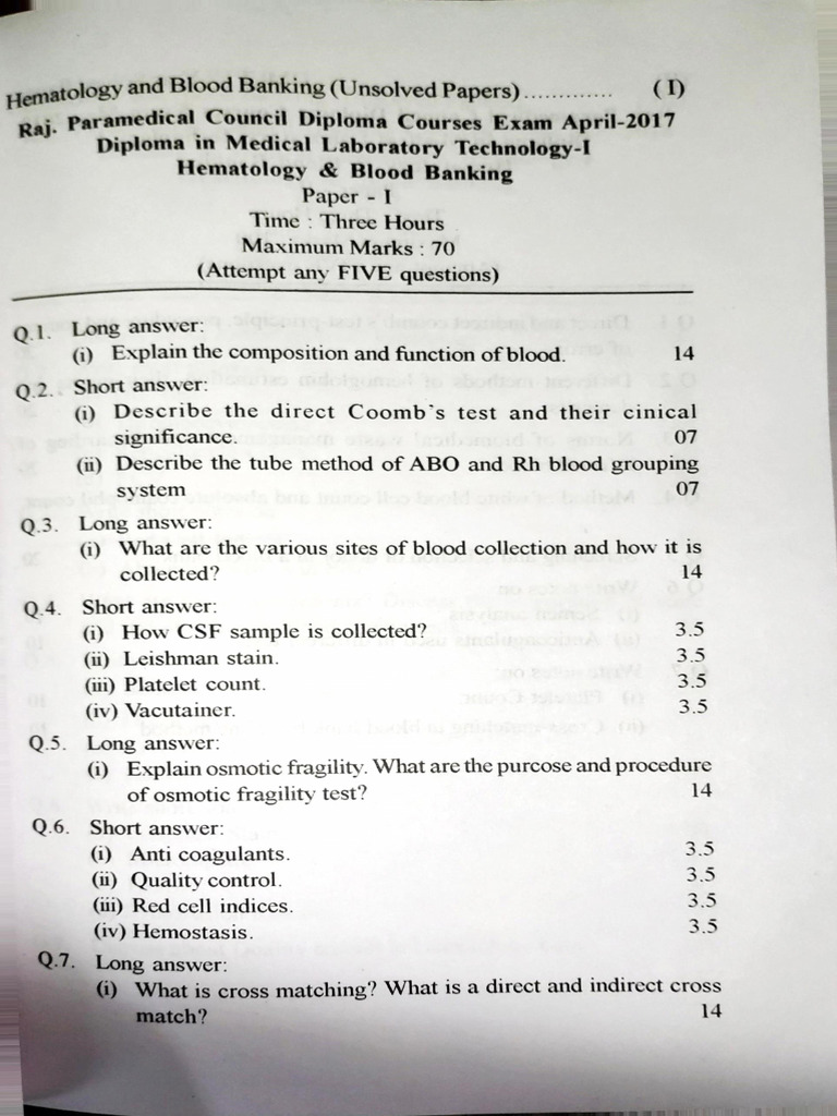 ALL Questions Hematology & Blood Banking | PDF | Medicine | Blood