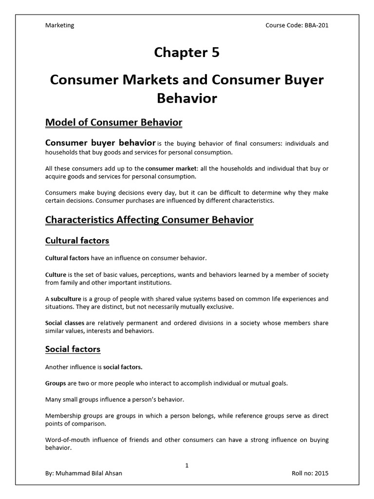 Consumer Markets and Consumer Buyer Behavior | PDF | Consumer Behaviour ...