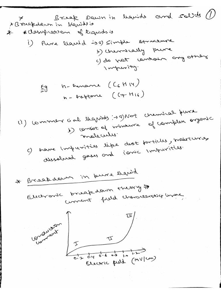 Electrical Breakdown in liquid and solid unit 1 | PDF