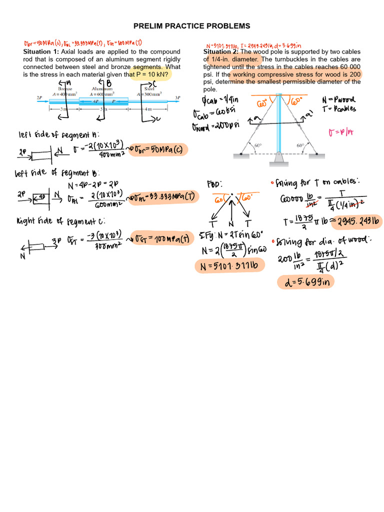 Mech Prelim Sample Questions | PDF | Stress (Mechanics) | Screw