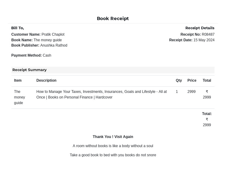 Book Invoice Template 1 | PDF