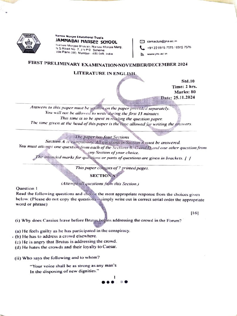 JNS Prelim 1 | PDF | Mark Antony | Julius Caesar JNS Prelim 1 | PDF | Mark Antony | Julius Caesar