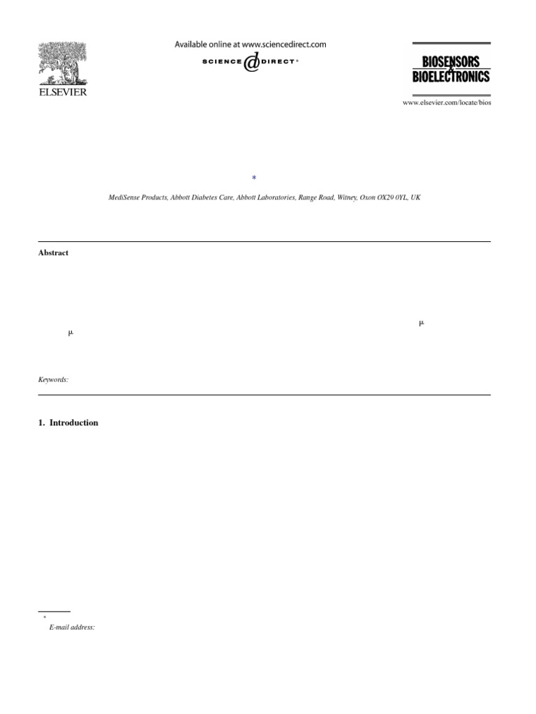 2005 - A Commercial Whole Blood Glucose Biosensor With A Low ...