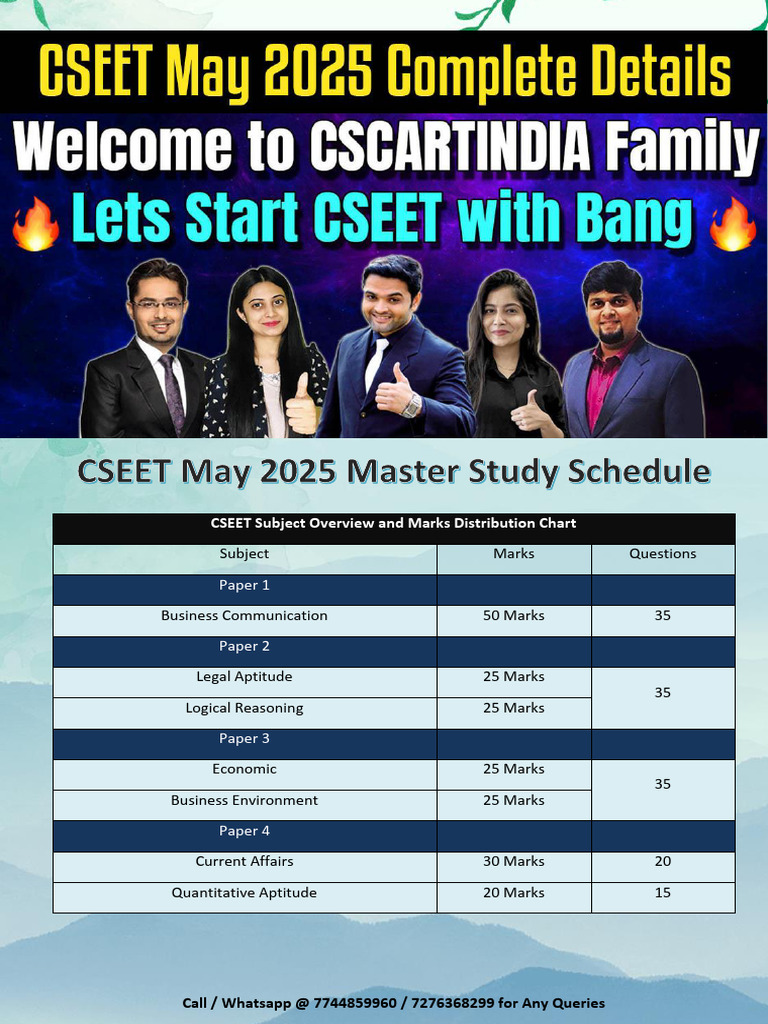 CSEET May 2025 Master Study Plan | PDF | Economies