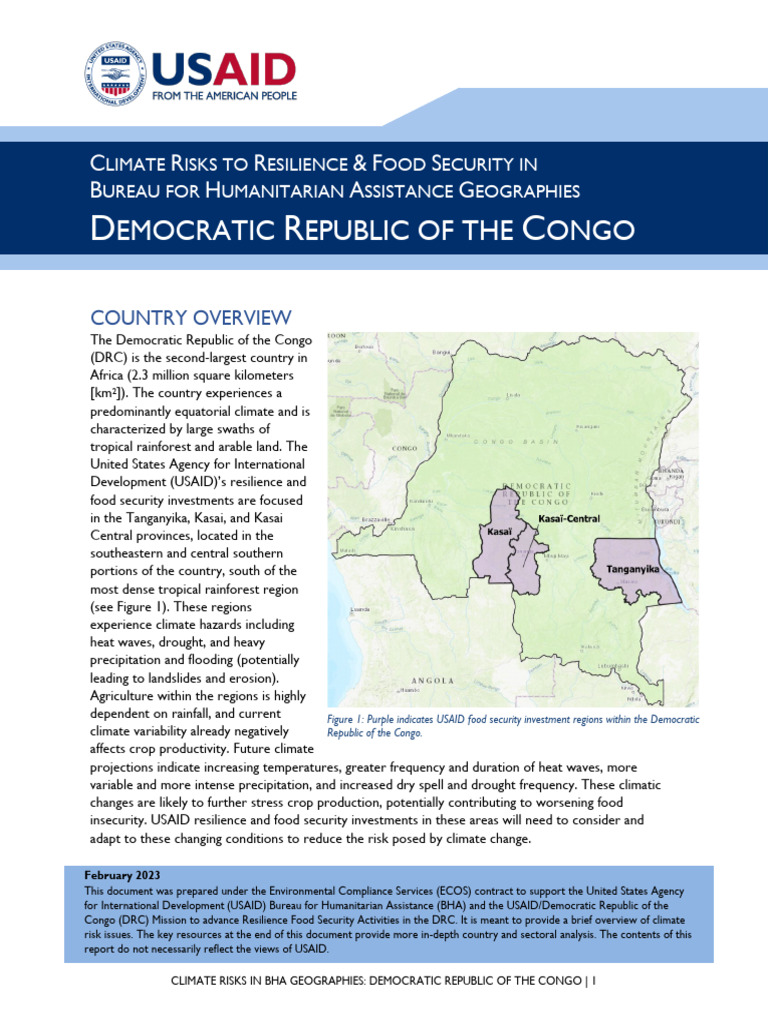 Climate Risks Impacting DRC Food Security | PDF | Agriculture | Wash