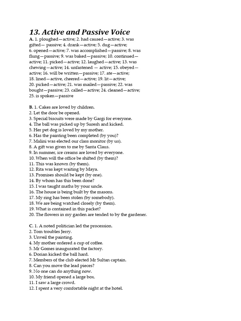 Active and Passive - TB Answer Key | PDF