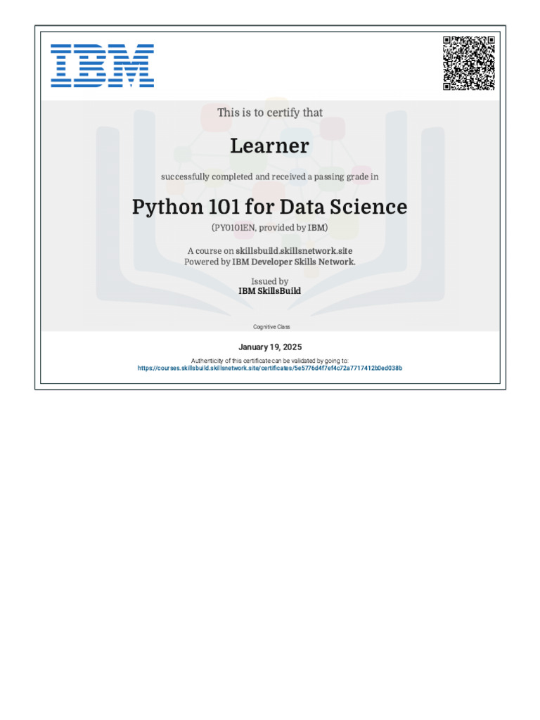IBM SkillsBuild python certificate | PDF IBM SkillsBuild python certificate | PDF