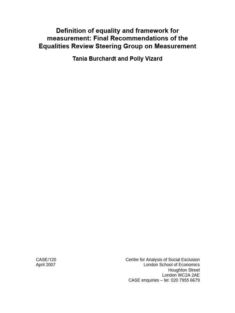 Equality Measurement Framework | PDF | Social Equality | Social Inequality