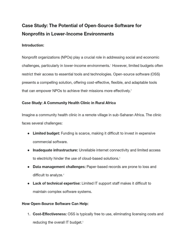 Case Study- The Potential of Open-Source Software for Nonprofits in Lower-Income Environments ...