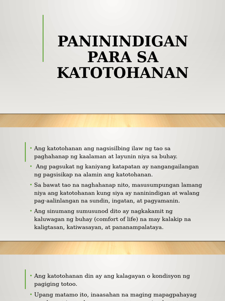 Esp 10-Paninindigan para Sa Katotohanan | PDF