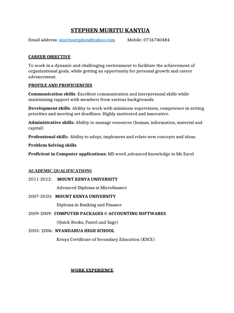 Resume - Stephen Muritu Kanyua-2 | PDF | Economies | Business