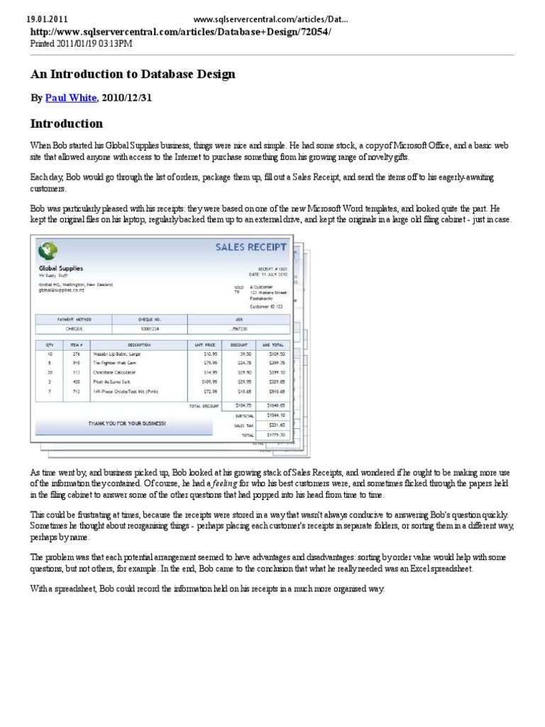 An Introduction To Database Design: Paul White | PDF | Table (Database ...