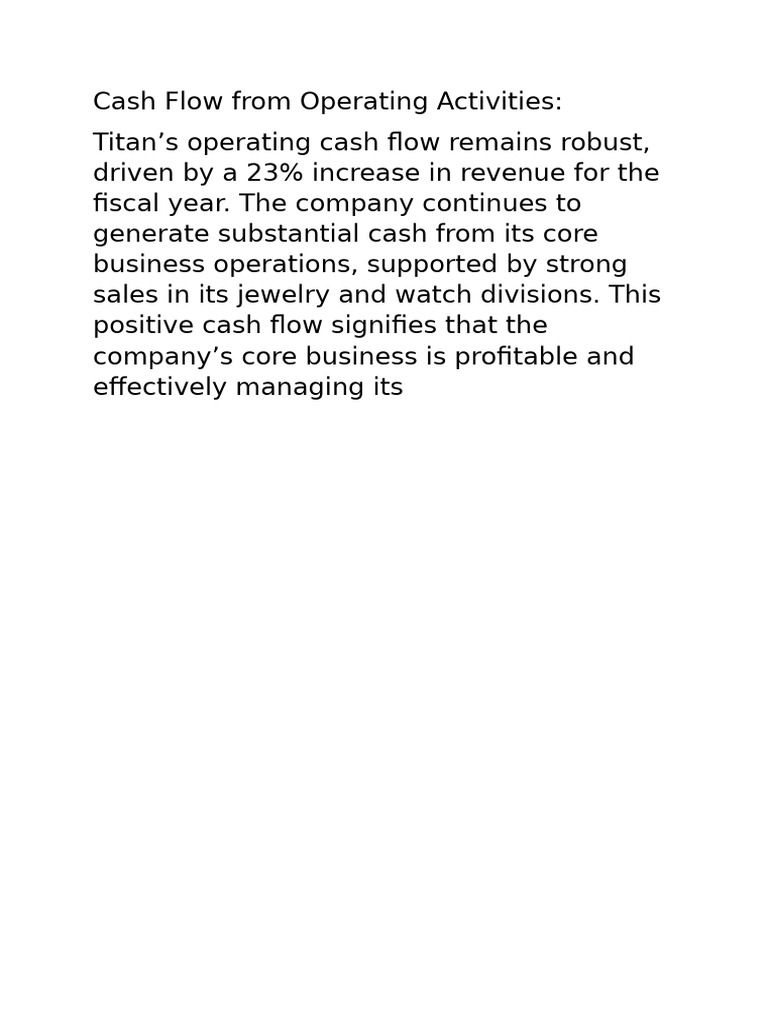 Cash Flow From Operating Activities | PDF