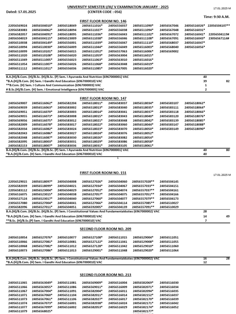 University Exam Room Allocation | PDF