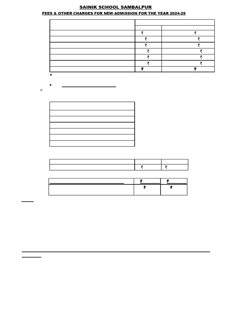 Fee Chart 2024 25 New Admissions | PDF | Money | Payments