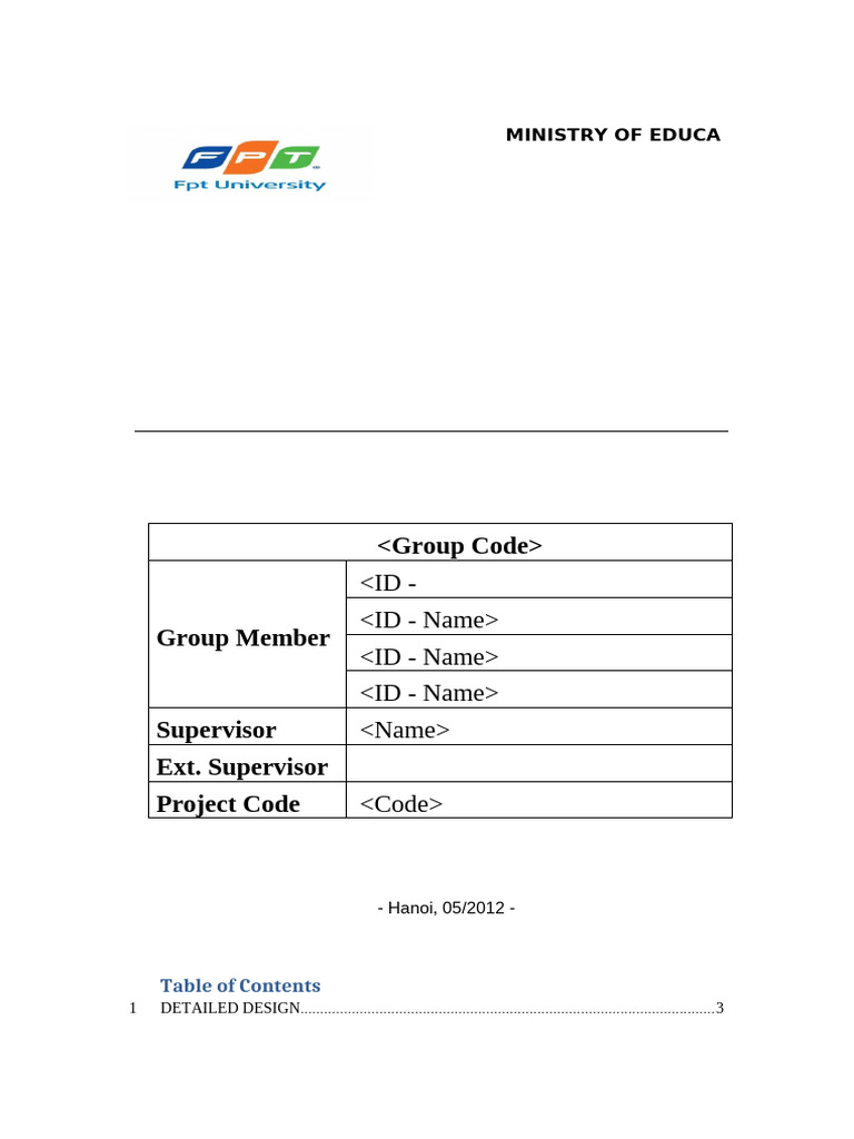 FPT University Project Detailed Design | PDF | Database Design | Databases