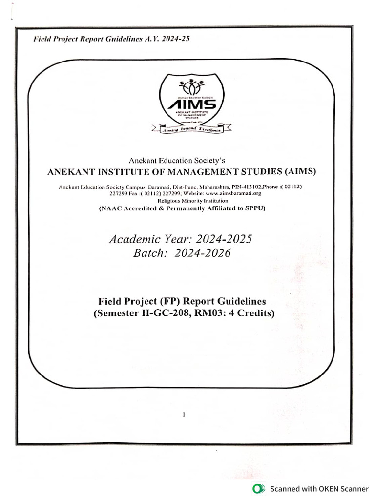 Field Project Guidlines A.Y. 2024-25 | PDF