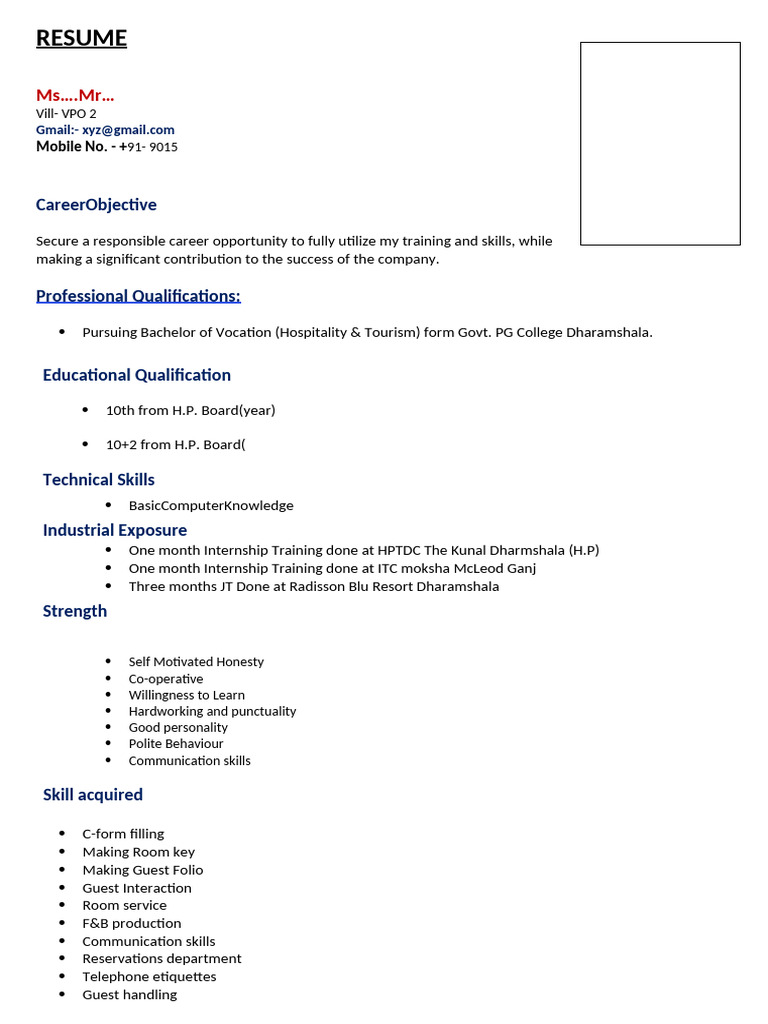 Resume Format | PDF