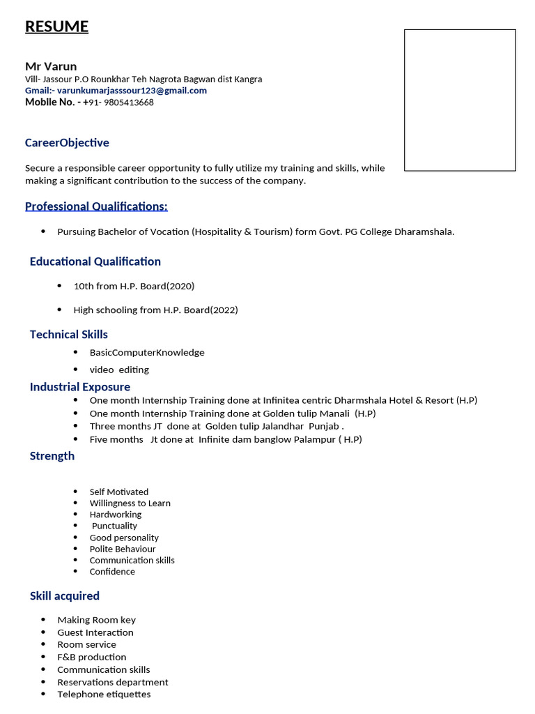 Resume Format 2 | PDF