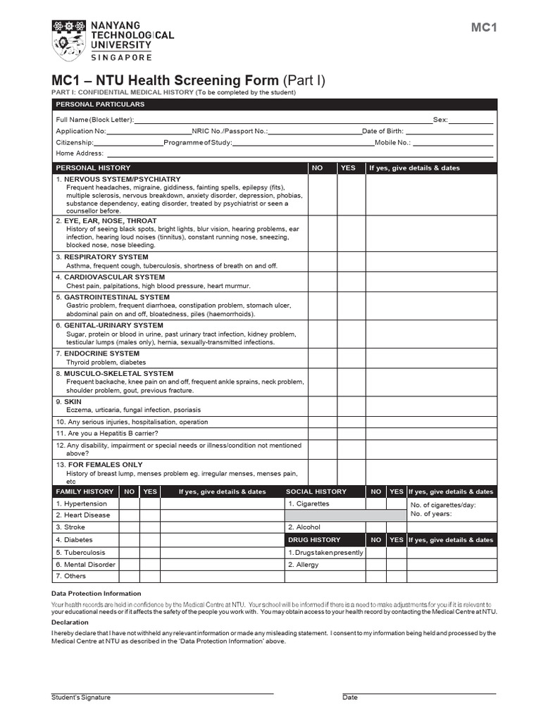 Form - MC1 | PDF | Physical Examination | Hypertension