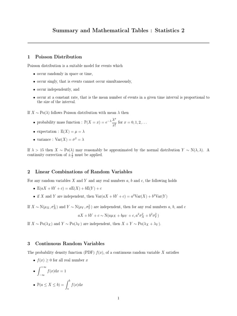 Formula List Statistics 2 | PDF | Variance | Estimator