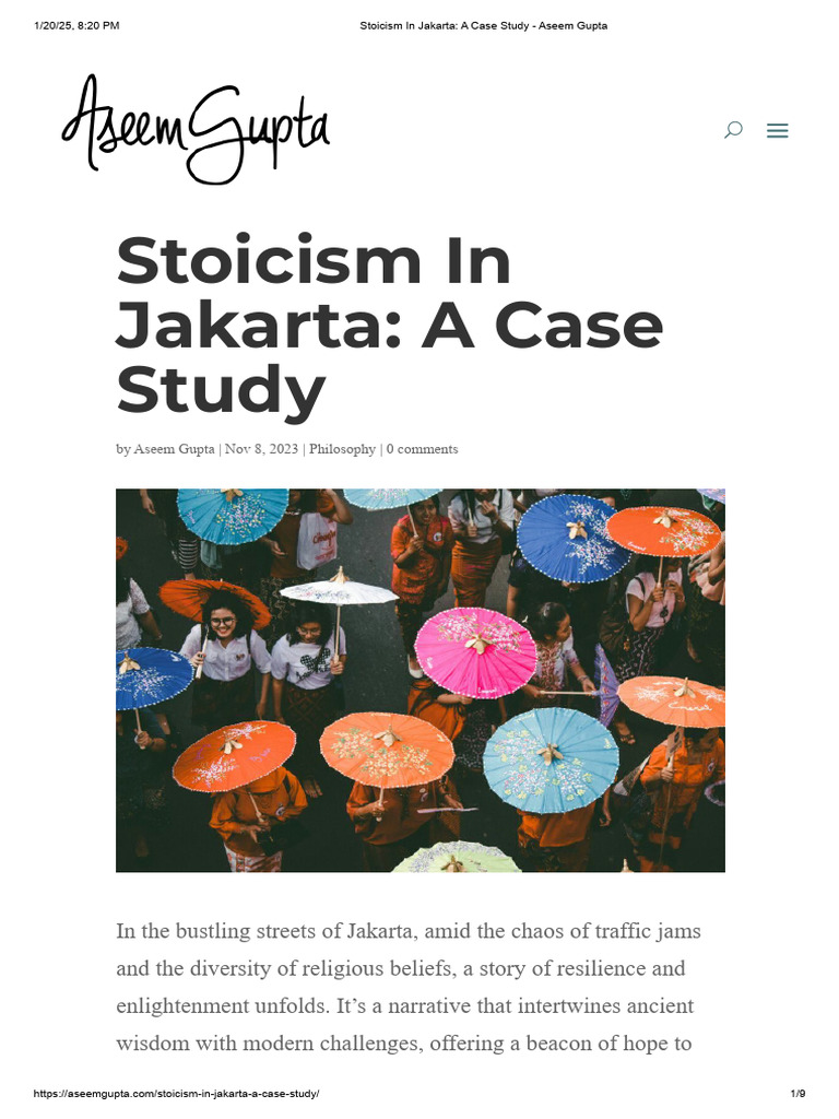 Stoicism in Jakarta - A Case Study - Aseem Gupta | PDF | Stoicism | Wisdom