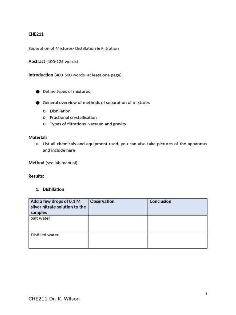 Mixture Separation Techniques: Distillation & Filtration | PDF ...