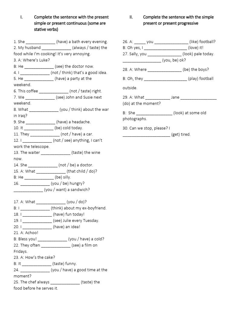 Stative Verbs | PDF