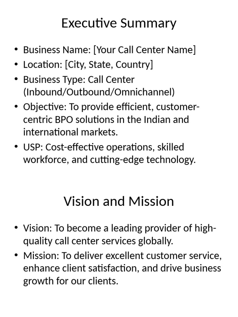 Call Center Business Plan | PDF