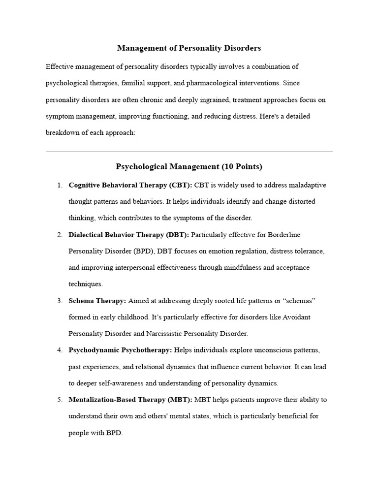 Managing Personality Disorders Effectively | PDF | Psychotherapy ...