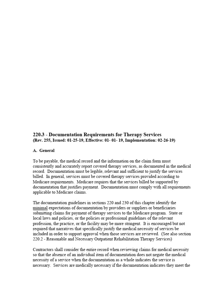Medicare Chapter 15: Therapy Services Documentation | PDF | Medical ...
