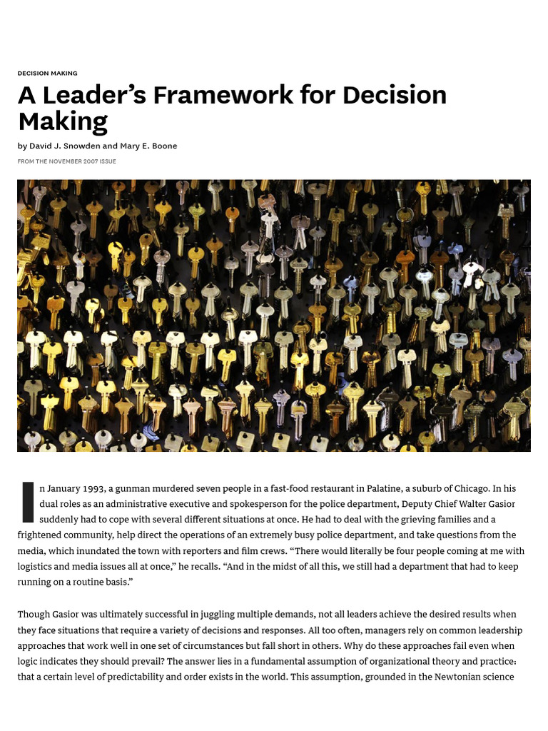 Cynefin Framework for Decision Making | PDF | Cognition