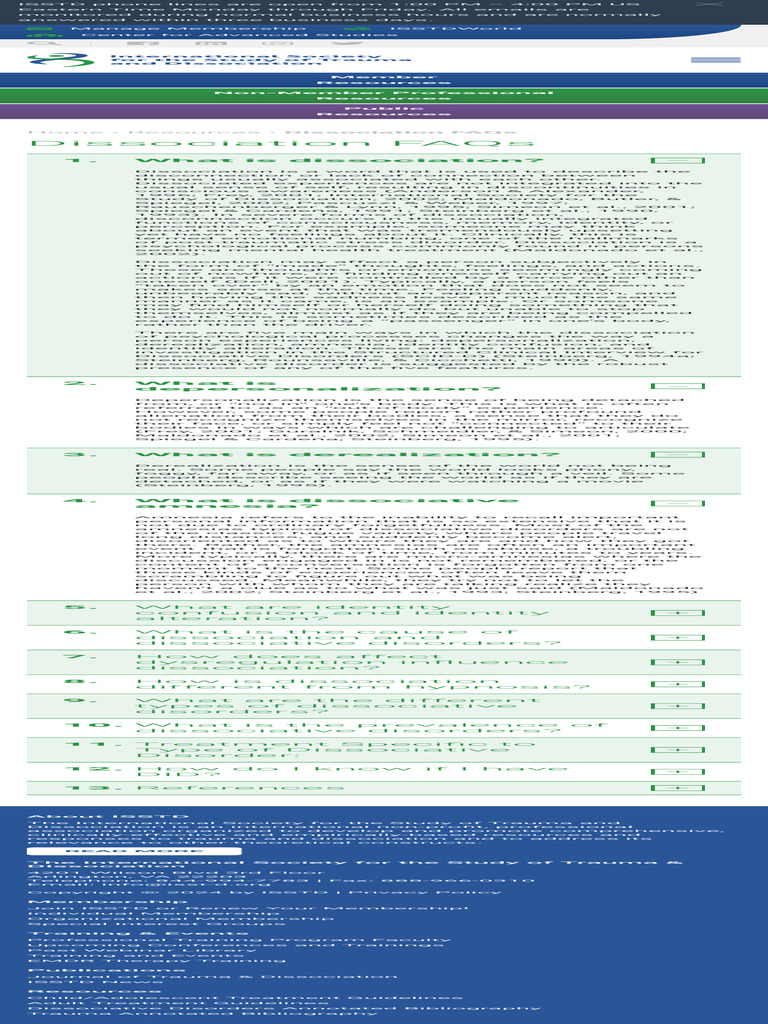 Dissociation FAQs - IsSTD | PDF | Dissociation (Psychology ...