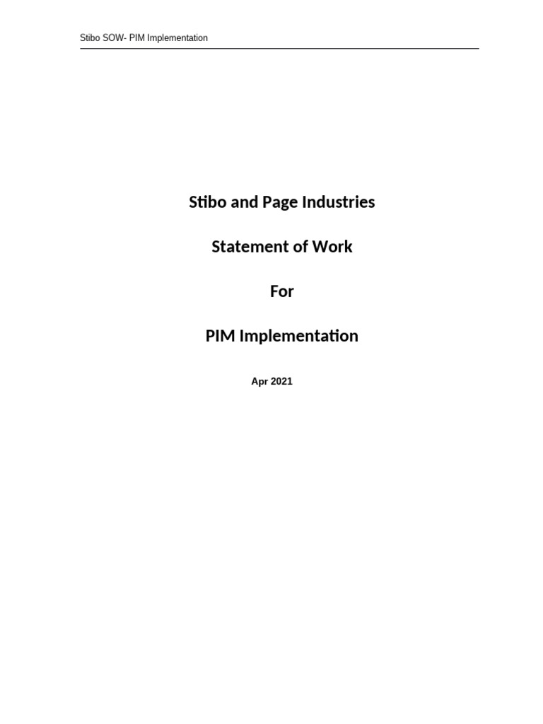 Stibo PIM Implementation SOW for Page Industries | PDF | Non Disclosure ...