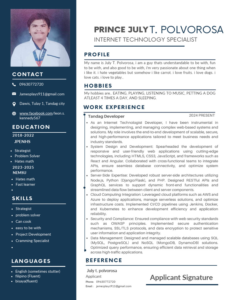 Blue Simple Professional CV Resume | PDF | Databases | Cloud Computing