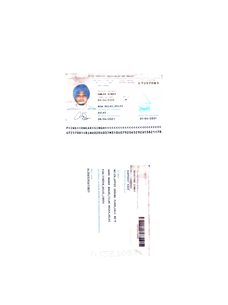 Passport Copy for Onkar Singh | PDF