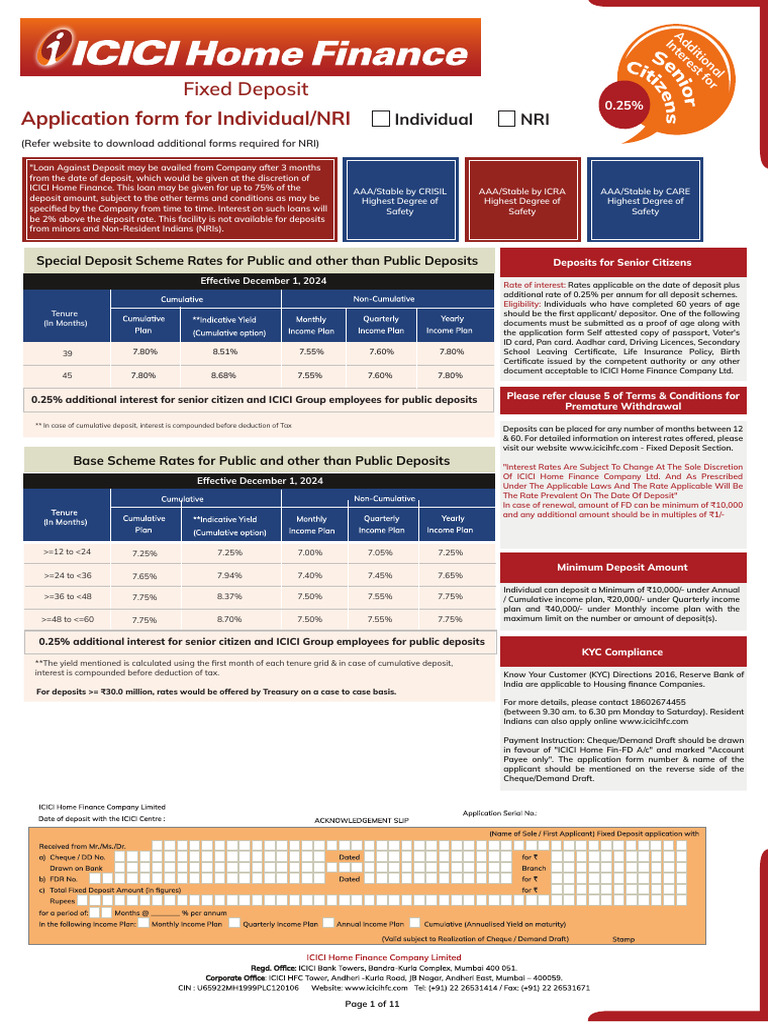 FD Application Form - Individual | PDF | Payments | Indemnity