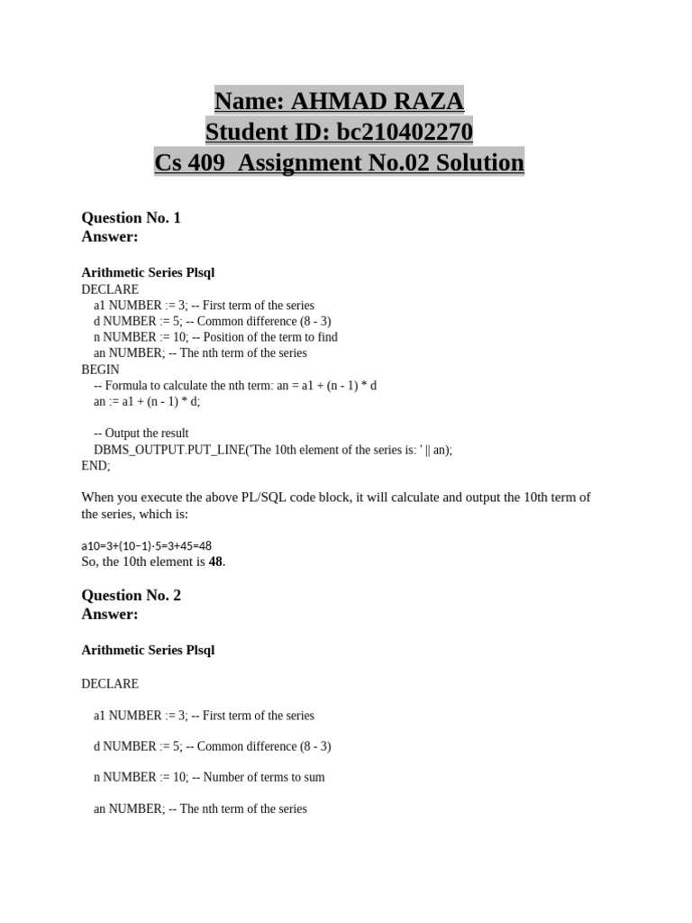 CS 409 Assignment Solution by Ahmad Raza1 | PDF