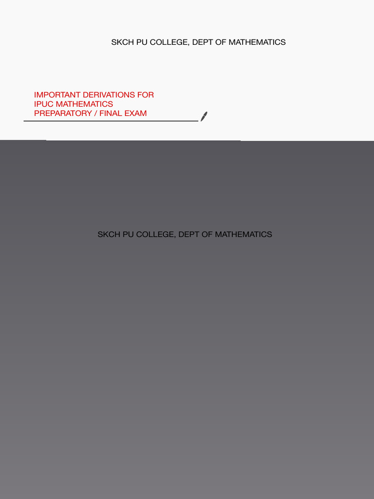 Key Derivations for IPUC Mathematics Exam | PDF | Function (Mathematics ...