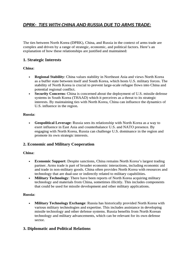 DPRK Arms Trade Ties with China & Russia | PDF | World Politics | North ...