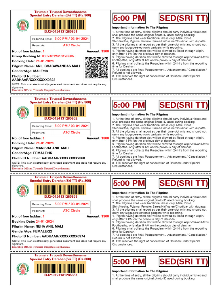 Tirumala Tirupati Devasthanams (Official Booking Portal) T-2 | PDF ...