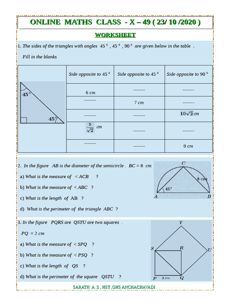 Trigonometry Worksheets English Medium Class 49-56 | PDF | Trigonometry ...