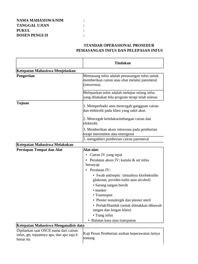 SOP PEMASANGAN INFUS REV | PDF