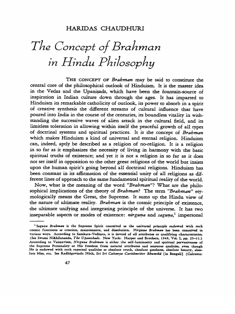 The Concept of Brahman in Hindu Philosophy | PDF | Brahman | Ātman (Hinduism)